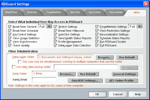 Help on Administrator's Tool